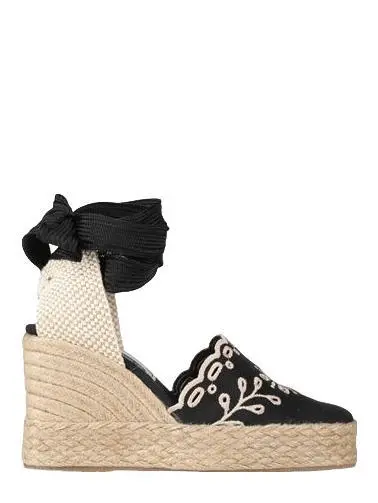 PALOMITAS BY PALOMA BARCELÓ Embroidered Canvas Wedge Espadrilles - Black