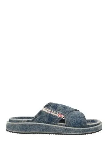 DIESEL Sandals With Denim And Brand Logo - Blue