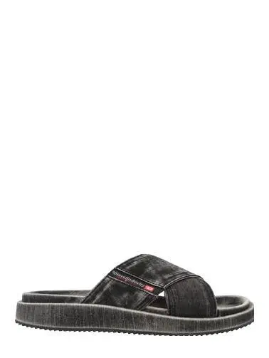 DIESEL Sandals With Denim And Brand Logo - Grey