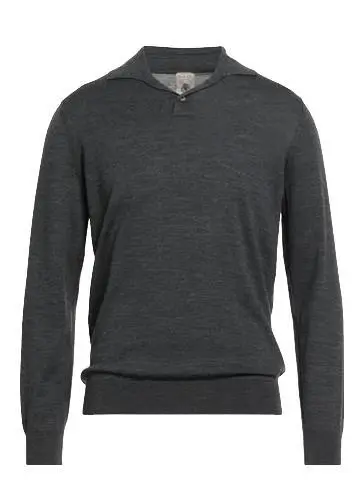 H953 Charcoal Merino Wool V-neck Sweater - Grey