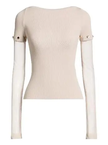 Sportmax Ribbed Knit Top With Button Embellishments - Sand