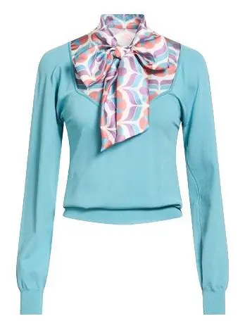 Moschino Knitted Sweater With Bow-tie Neckline - Blue