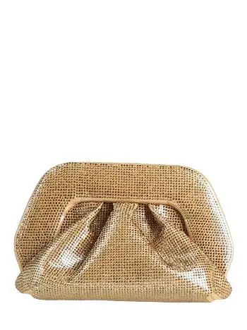 THEMOIRE Woven Clutch With Detachable Shoulder Strap - Gold