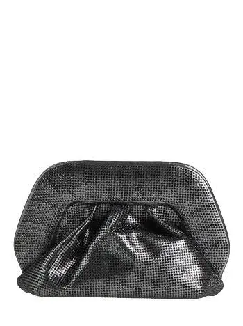 THEMOIRE Woven Clutch With Detachable Shoulder Strap - Gunmetal