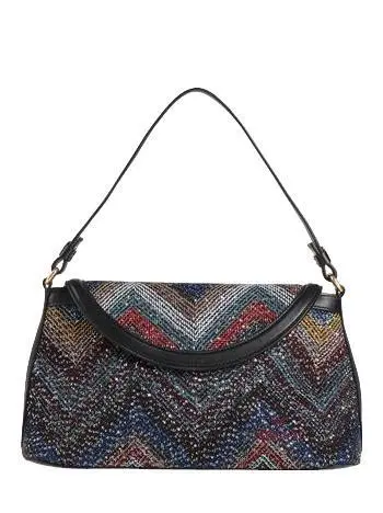 Missoni Jacquard Flap Bag With Embroidered Logo - Black