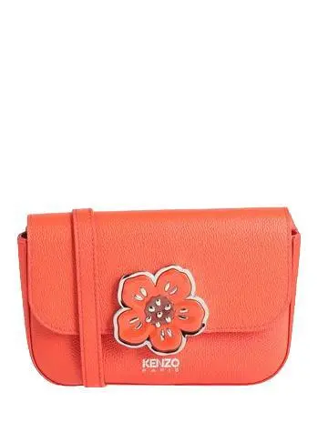 Kenzo Pebbled-leather Flap Bag - Orange