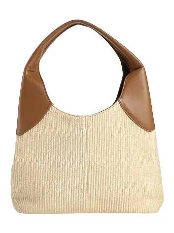 THEMOIRE Two-tone Faux Raffia Hobo Bag - Beige