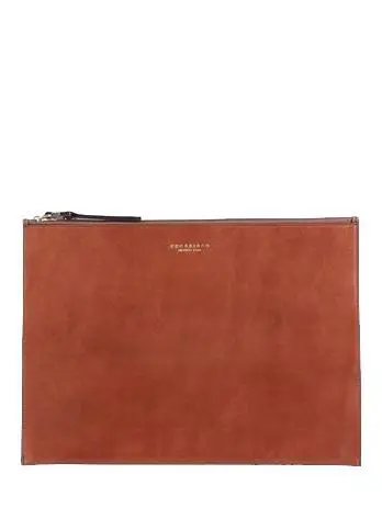 THE BRIDGE Pebbled Leather Clutch - Brown