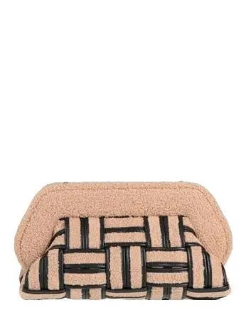 THEMOIRE Bouclé Clutch With Detachable Shoulder Strap - Beige