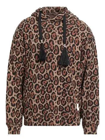 Emporio Armani Intarsia-knit Leopard-print Hooded Sweater - Brown
