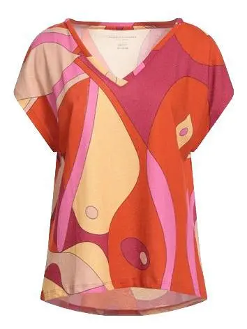 Majestic Filatures Printed Cotton And Linen T-shirt - Rust