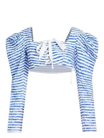Philosophy Di Lorenzo Serafini Striped Woven Crop Top - Blue