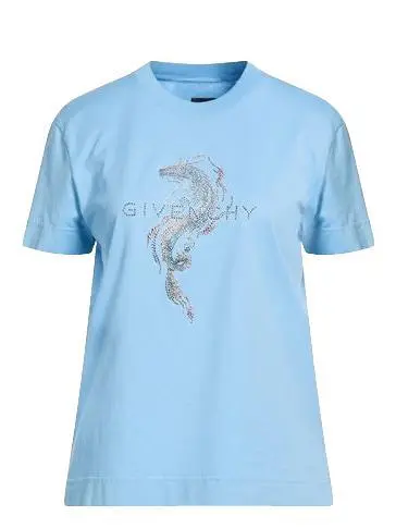 Givenchy T-shirt In Azure Cotton Jersey With Appliqués And Crystals - Blue