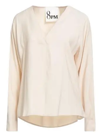 8PM Satin V-neck Top - White