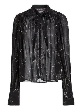 Free People Georgette Bow Shirt - Black