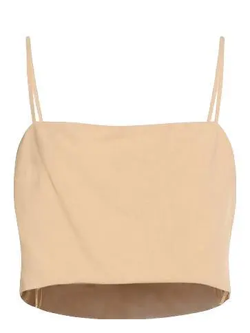 VICOLO Woven Crop Top - Beige