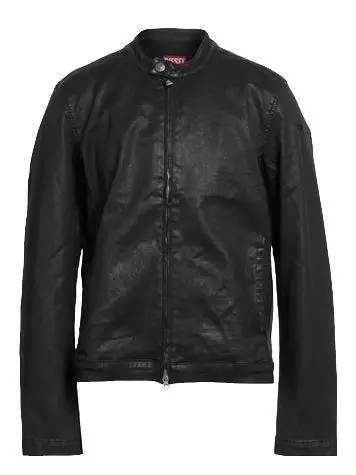 Diesel Waxed Denim Jacket With Embroidered Logo - Black