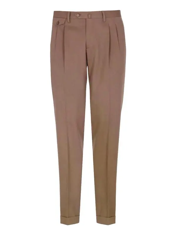 BRIGLIA 1949 Pleated Turn-up Trousers - Brown