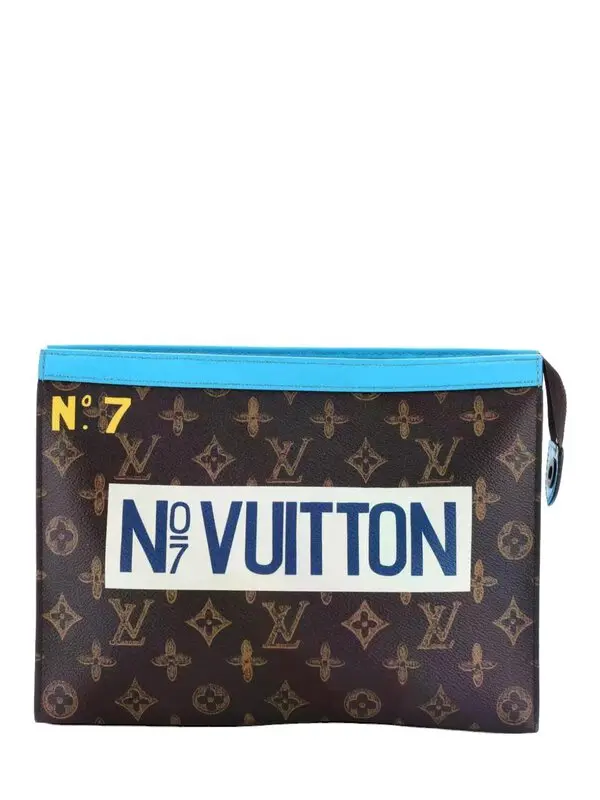 LOUIS VUITTON Pochette Voyage No.7 Trunk L'oeil Vintage Monogram Canvas Mm Clutch - Blue