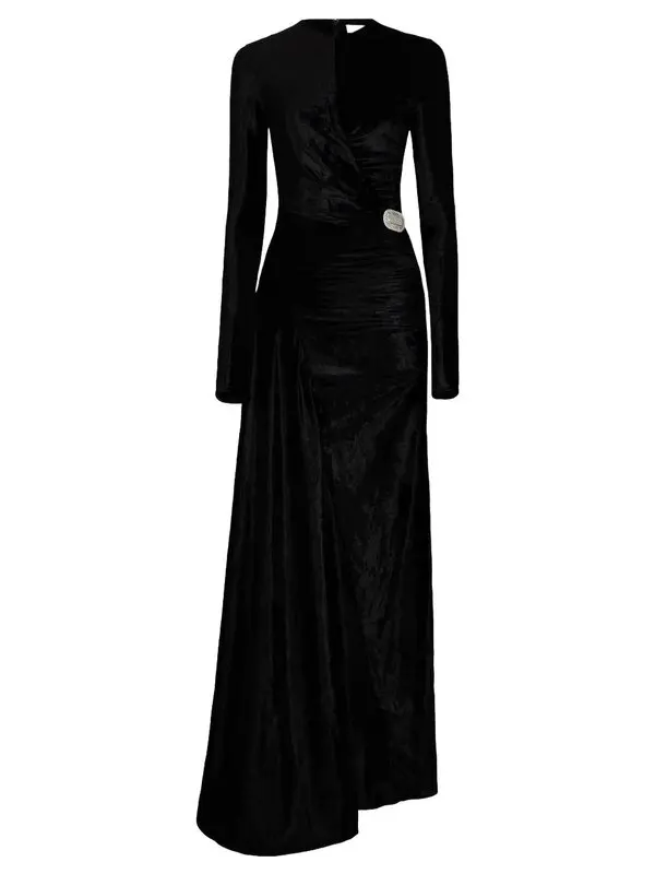 Rabanne Draped Velvet Maxi Dress - Black