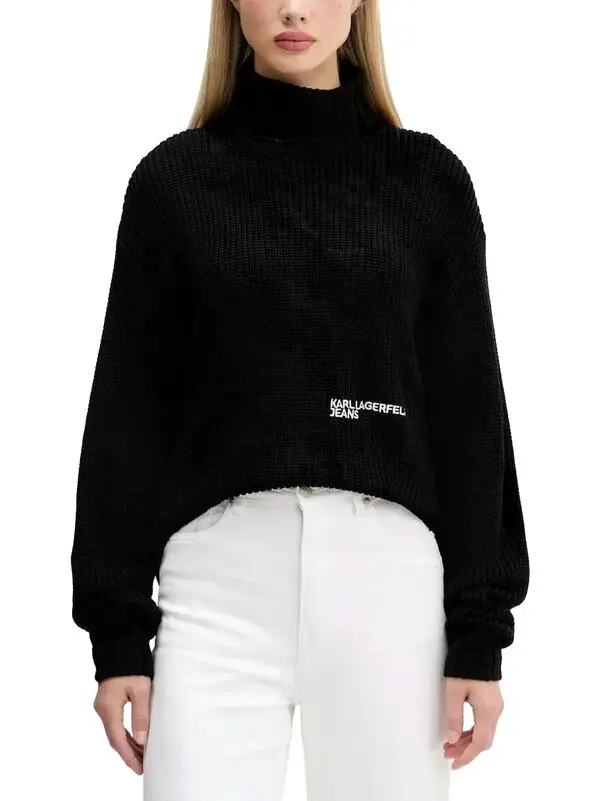 Karl Lagerfeld Roll-neck Logo Sweater - Black