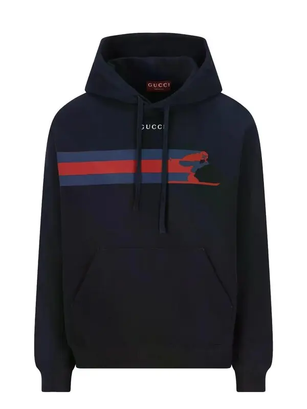 Gucci Drawstring Logo Hoodie - Blue