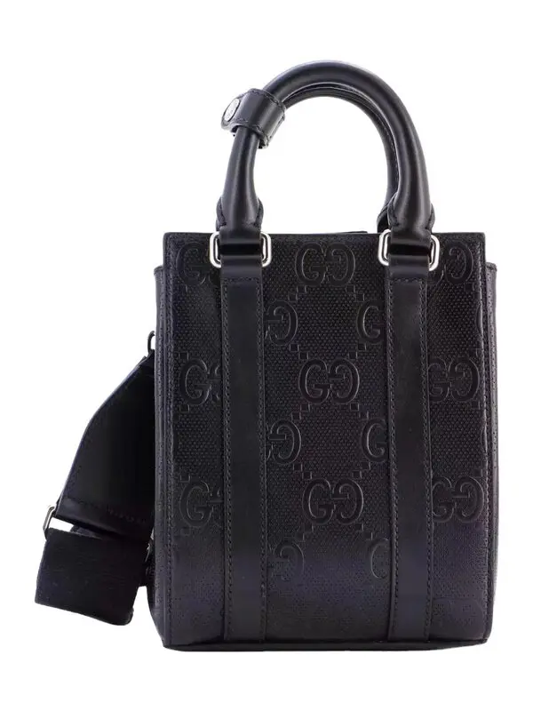 Gucci Gg Embossed Perforated Leather Mini Shoulder Bag - Black
