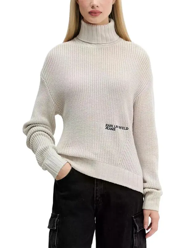 Karl Lagerfeld Turtleneck Logo Sweater - Neutrals