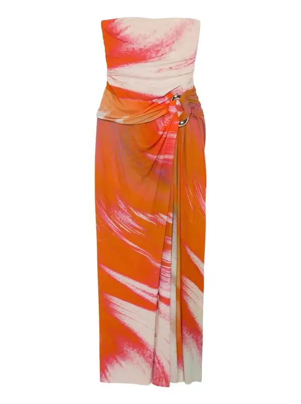 Simkhai Marble-print Strapless Top - Orange