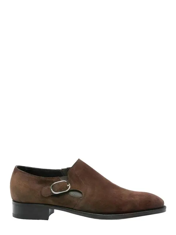 John Lobb Suede Monk Shoes - Brown