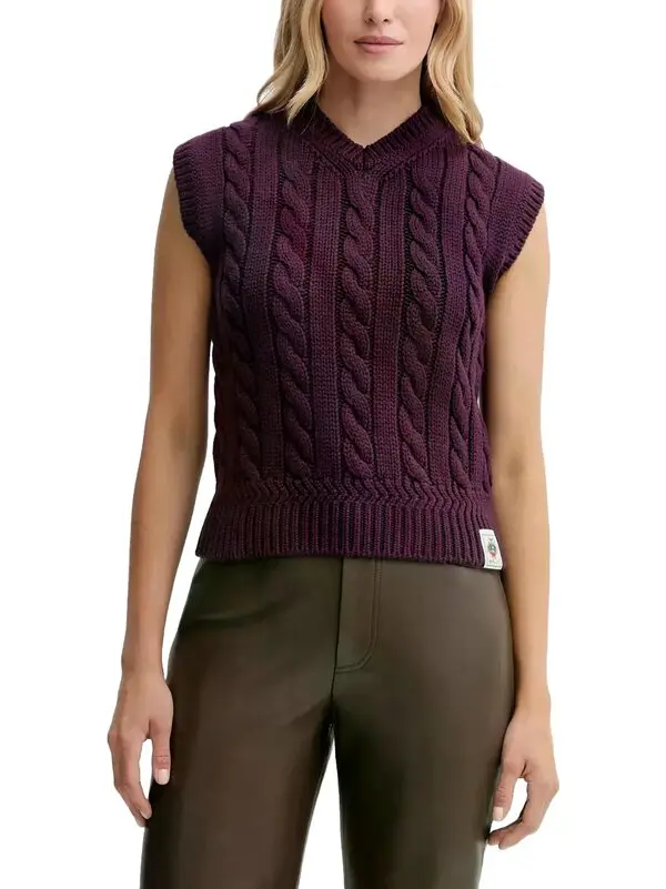Bally Cable-knit V-neck Top - Purple