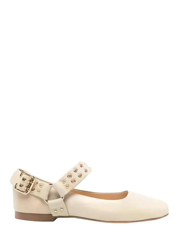 MARC ELLIS Studded Buckle Ballet Flats - Neutrals