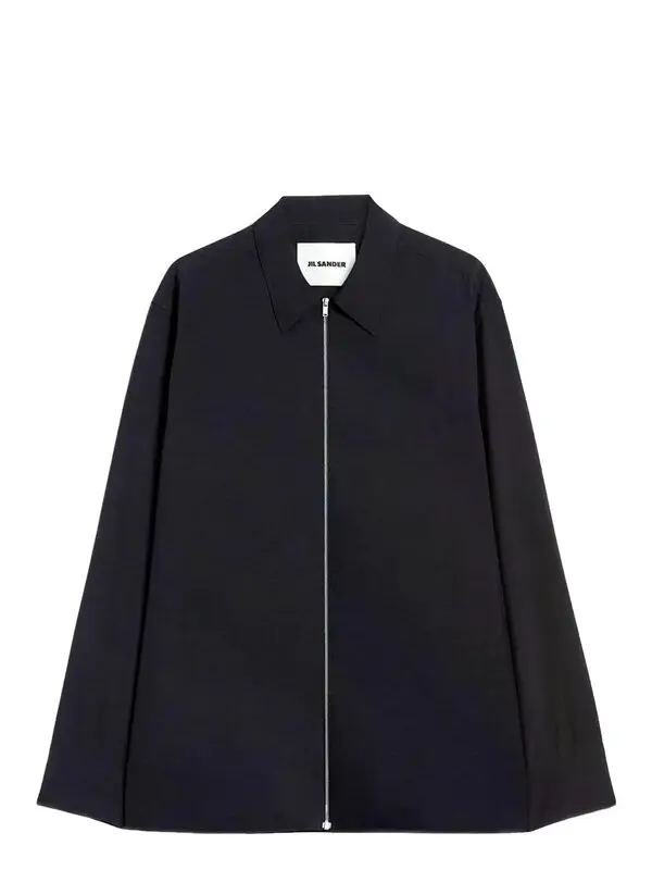 JIL SANDER Zip Long-sleeve Wool Shirt - Blue