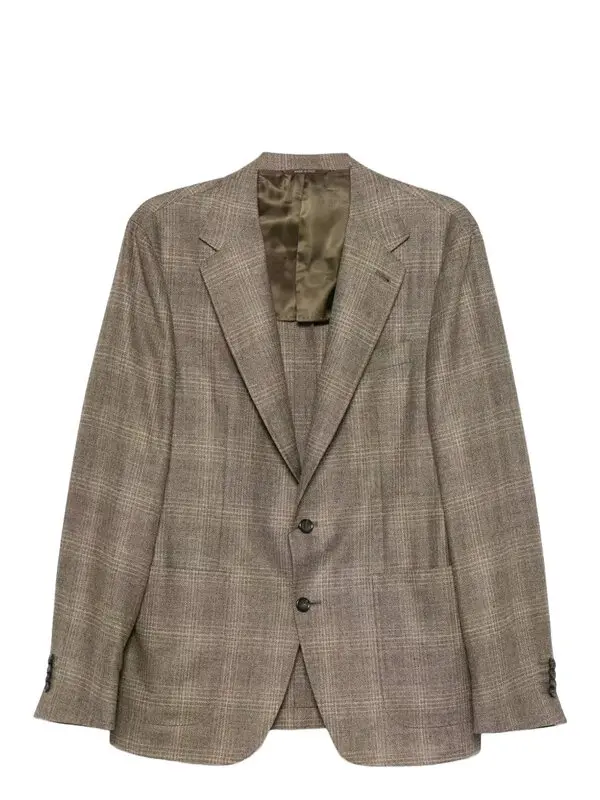 Canali Checked Wool Blazer - Brown