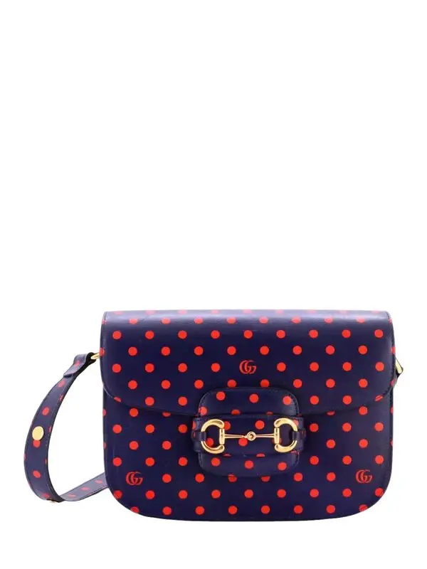 Gucci Horsebit 1955 Printed Leather Shoulder Bag - Blue