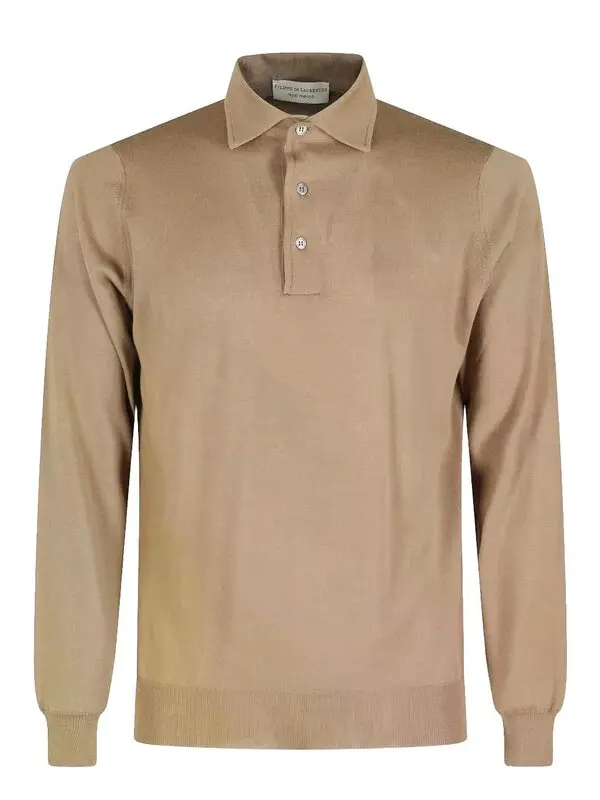 FILIPPO DE LAURENTIIS Long-sleeve Polo Shirt - Brown