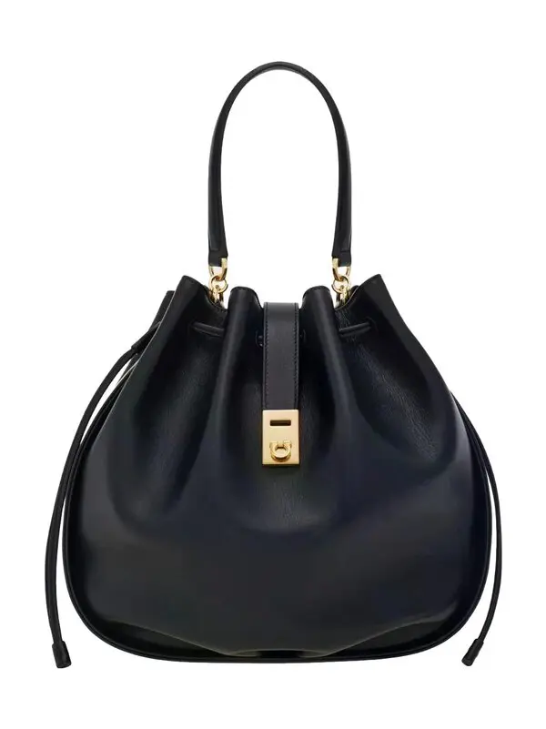 FERRAGAMO Hug Drawstring Bucket Bag - Black