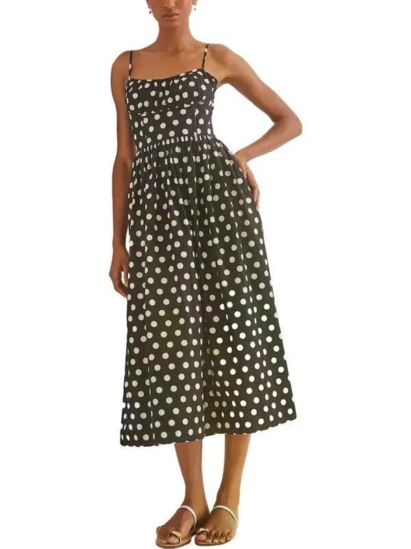 Cara Cara Alba Polka-dot Midi Dress - Black