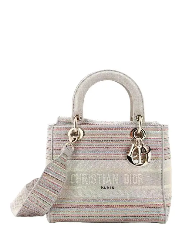 Dior Lady D-lite Embroidered Canvas Satchel - Neutrals