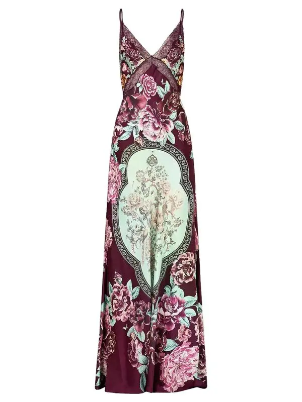 Camilla Lace V-neck Maxi Dress - Purple