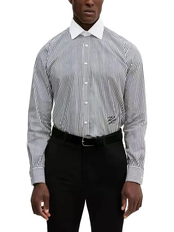 Karl Lagerfeld Striped Embroidered Shirt - White