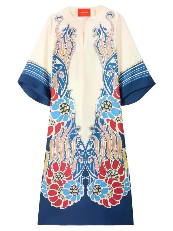 La DoubleJ The Kaftan Floral Midi Dress - Neutrals