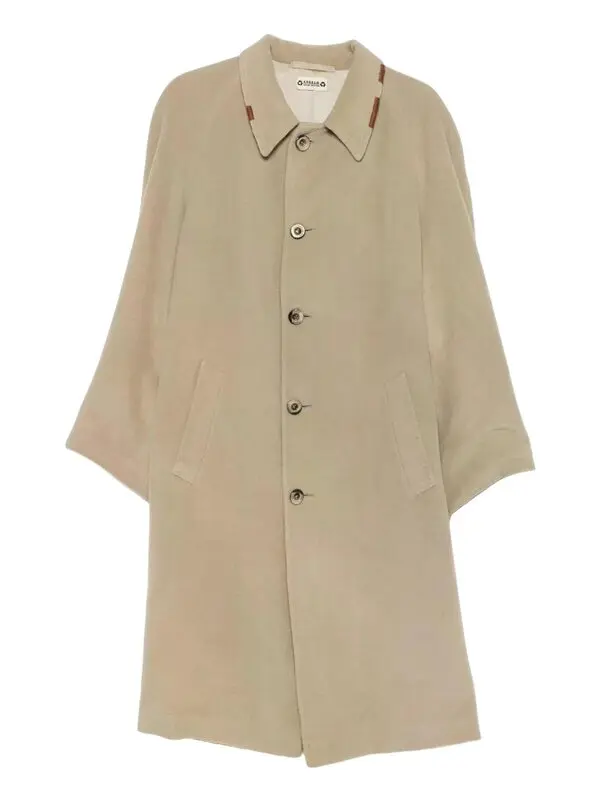 A.N.G.E.L.O. VINTAGE CULT Single-breasted Buttoned Coat With Sashiko Embroidery - Neutrals
