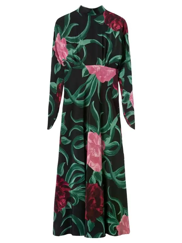 La DoubleJ Gilda Floral Maxi Dress - Black