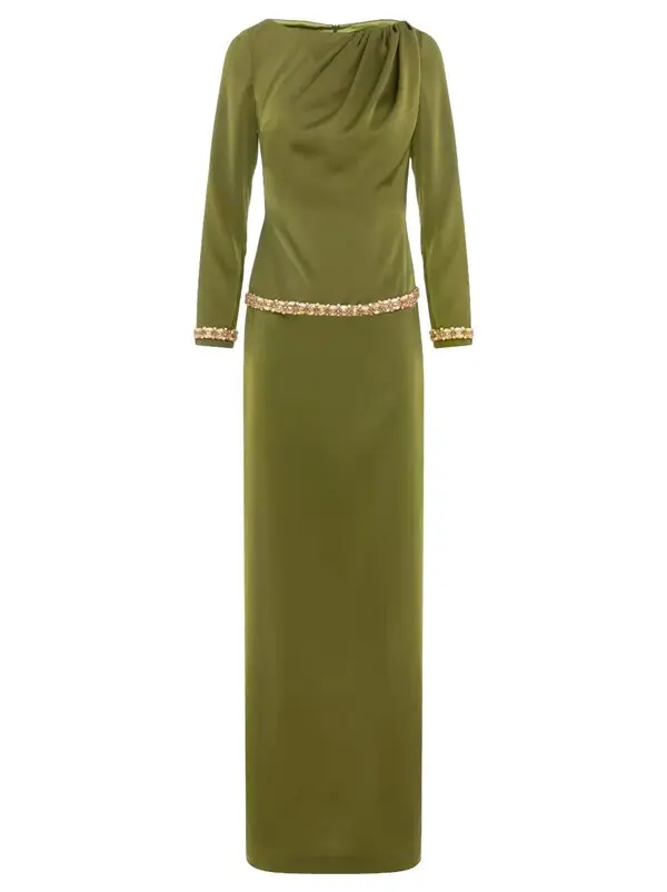 V:PM ATELIER Rebeca Embellished Maxi Dress - Green