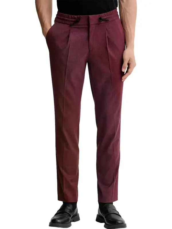 Hugo Drawstring Pleated Trousers - Red