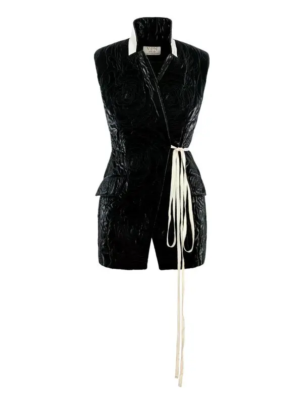 V:PM ATELIER Floral Embossed Velma Vest - Black