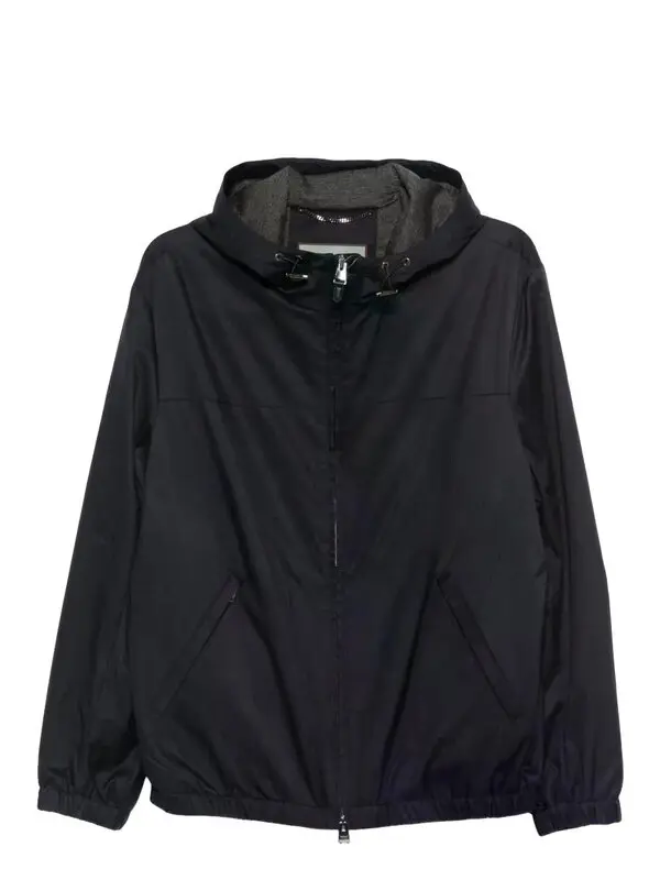 Canali Hooded Zip-up Jacket - Black