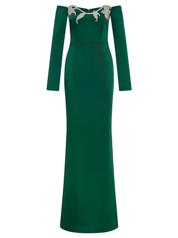 Rebecca Vallance Ellerie Strapless Embellished Maxi Dress - Green