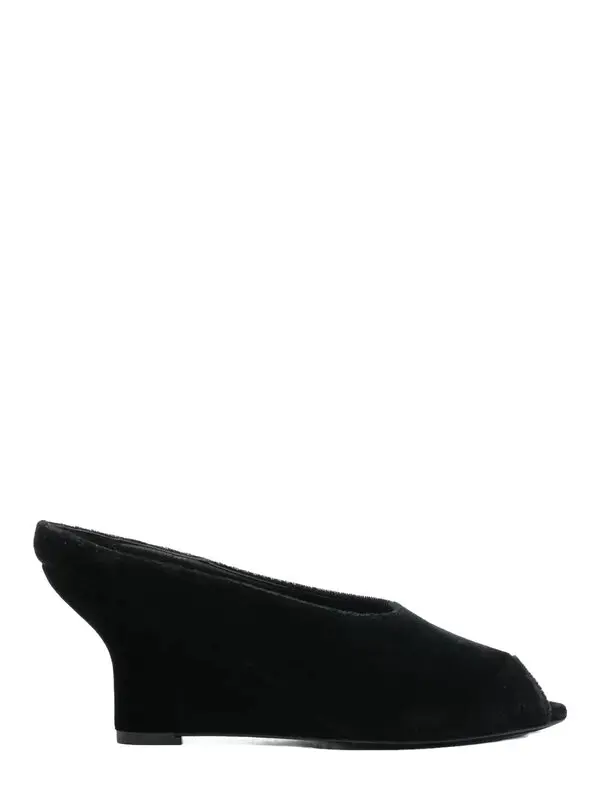 TOTEME 75mm Peep-toe Velvet Wedge Sandals - Black
